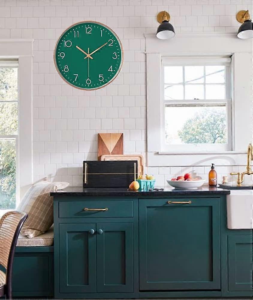 Silent Wall Clock 12 Inch Kitchen Clock Quartz Battery Operated Round ...