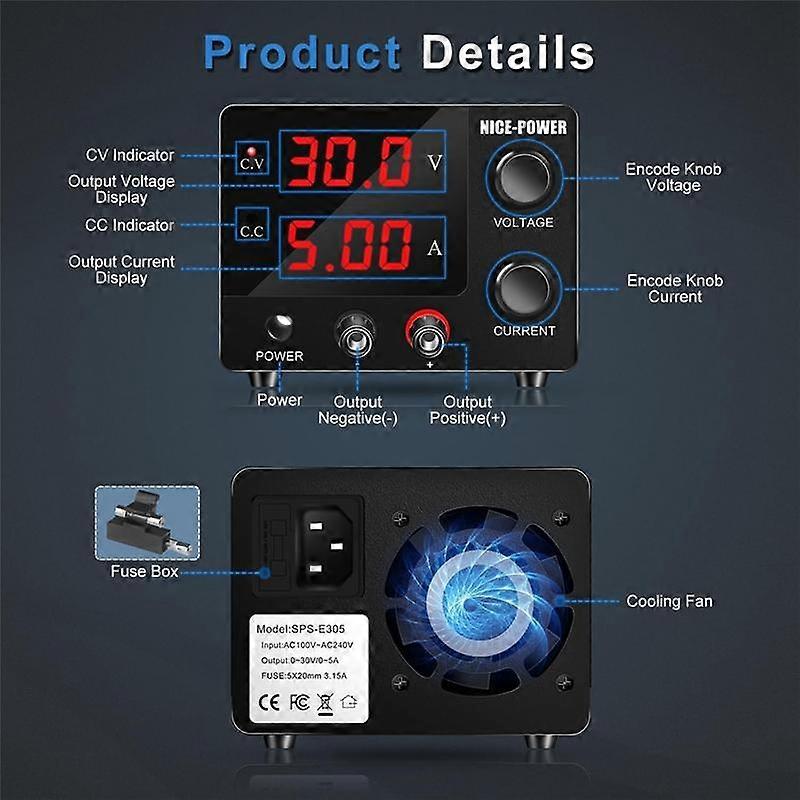 DC Power Supply Variable, 30V 5A Adjustable Switching Regulated Power ...