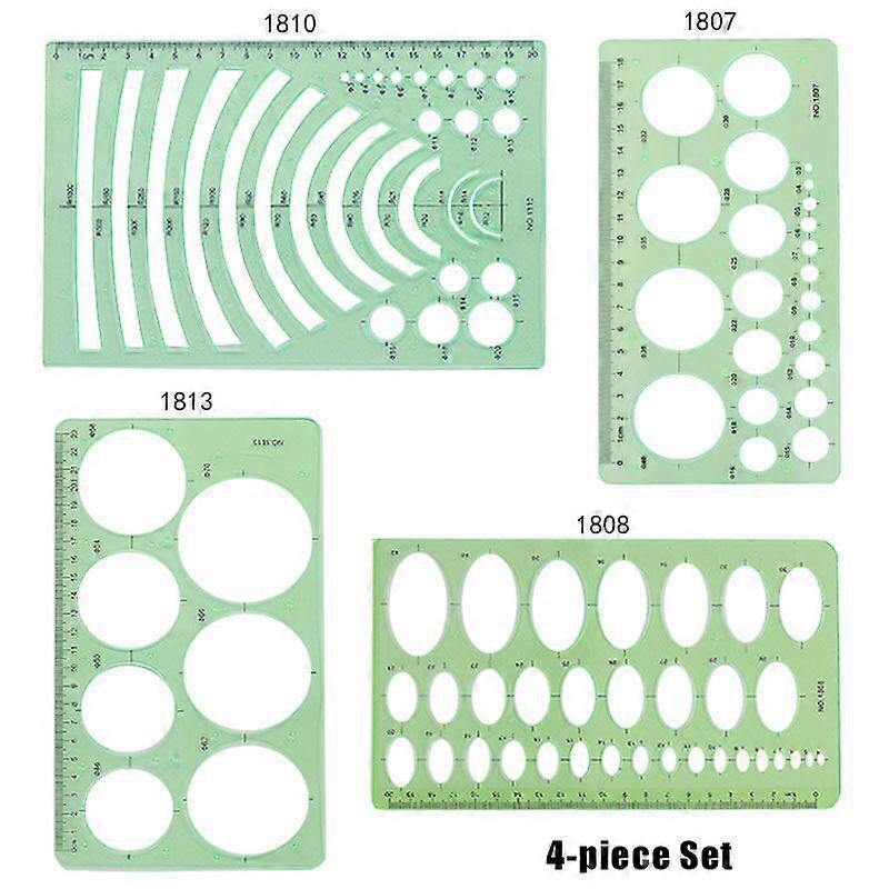 Set of 3/4/6/9/11 Geometric Drawing Template Measuring Ruler Clear ...