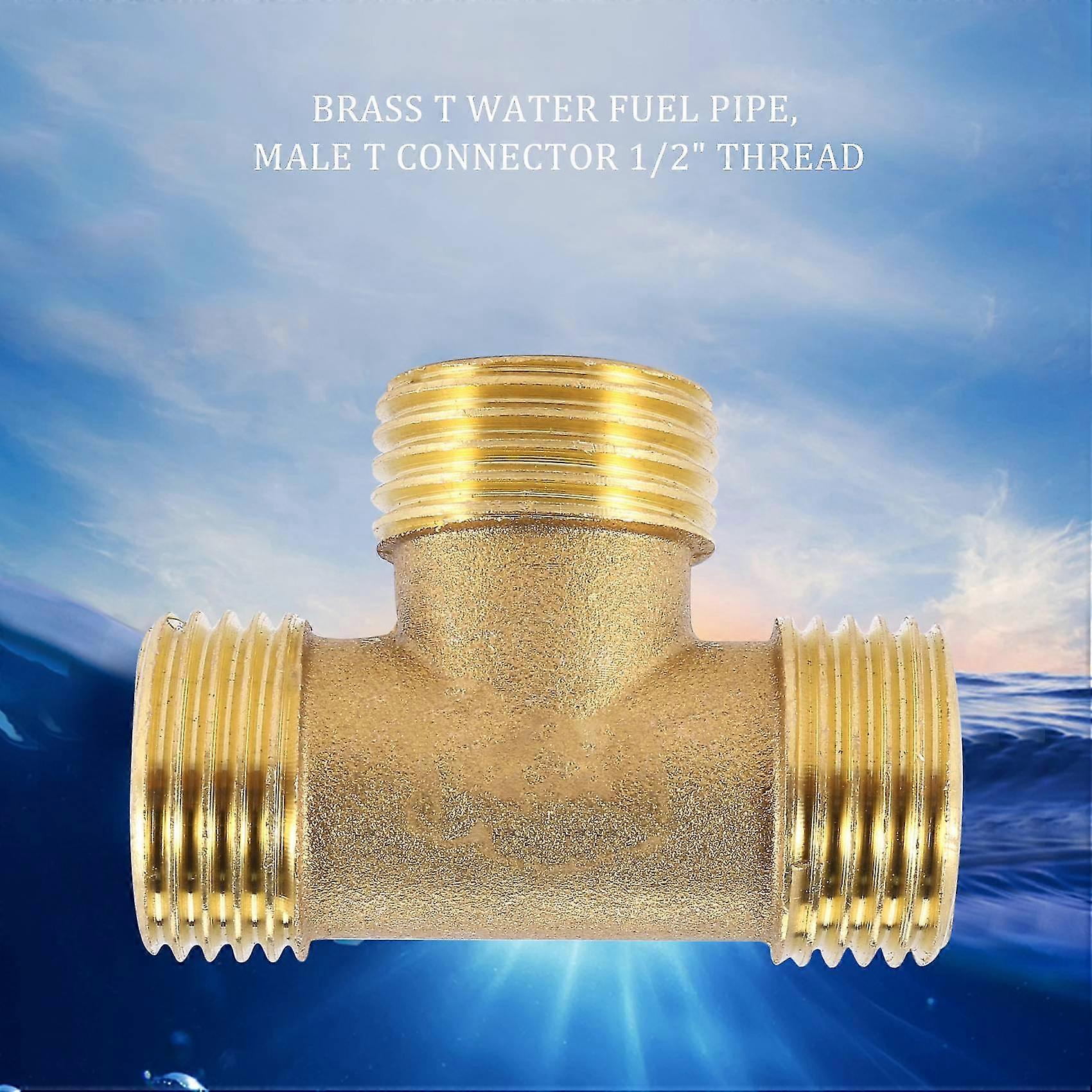 Brass T Shape Water Fuel Pipe Equal Male Tee Adapter Connector 1/2 ...