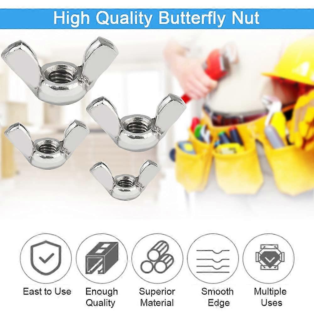 60 Pcs Wing Nuts, M4 M5 M6 M8 Wing Nut Zinc Plated Butterfly Wing Nuts ...