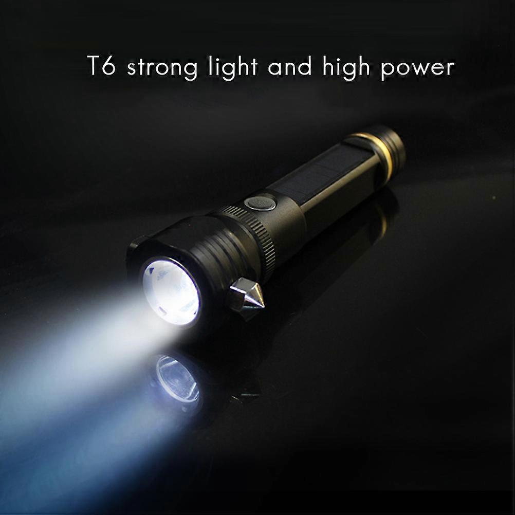 Multi Function Solar Power Military Flashlight Glass Breaker Camping ...