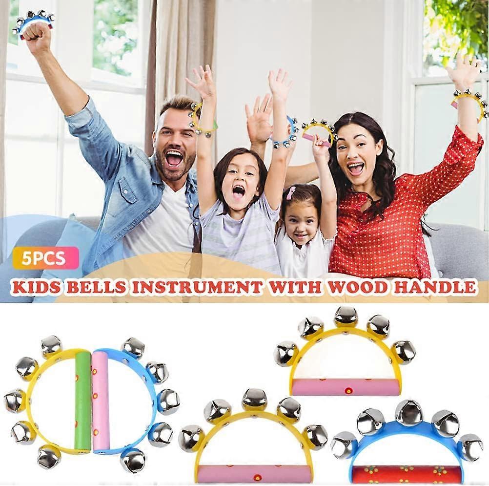 Tambourines for Children 5pcs Kids Sleigh Bells for Christmas Caroling ...