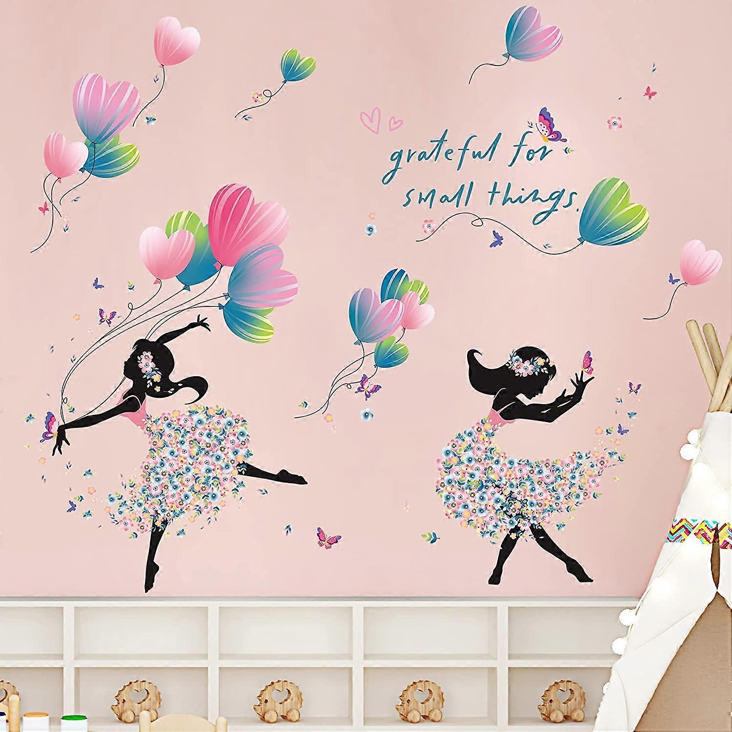 Flower Fairy Wall Sticker Dancing Girls Wall Decals DIY Romovable ...