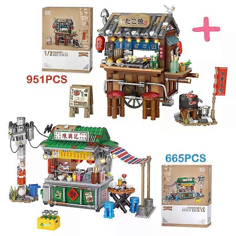 Loz Mini Japanese Takoyaki Street View Building Blocks Style Food Stall Hong Kong Food Store ...