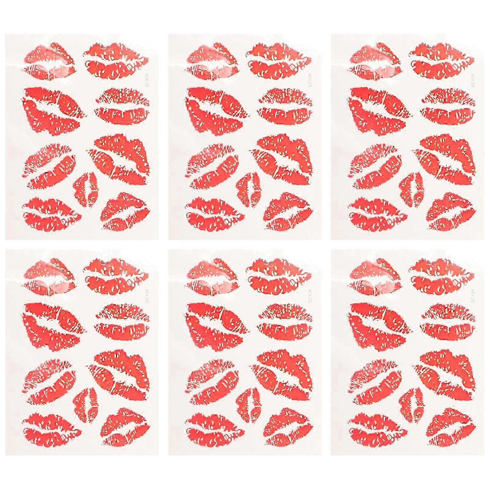 6 Pcs Body Stickers Makeup Tattoo Mouth Stickers Temporary Lip Tattoos ...