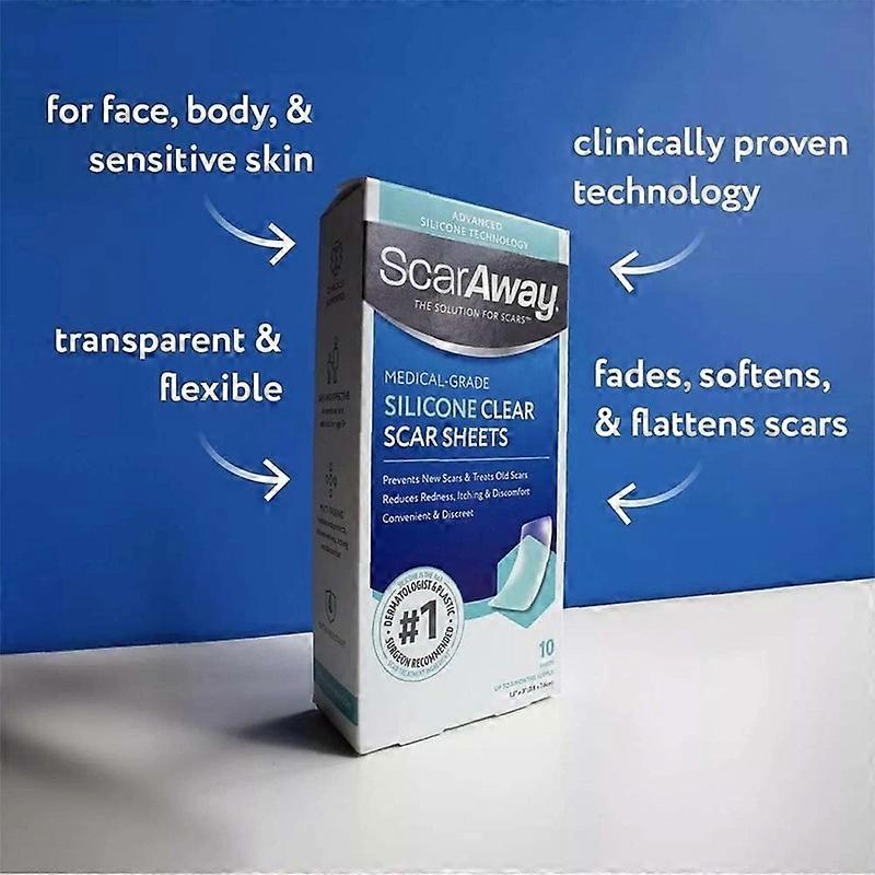 Scar Away Medical-Grade Clear Silicone Scar Sheets 6 Sheets & 10 Sheets ...