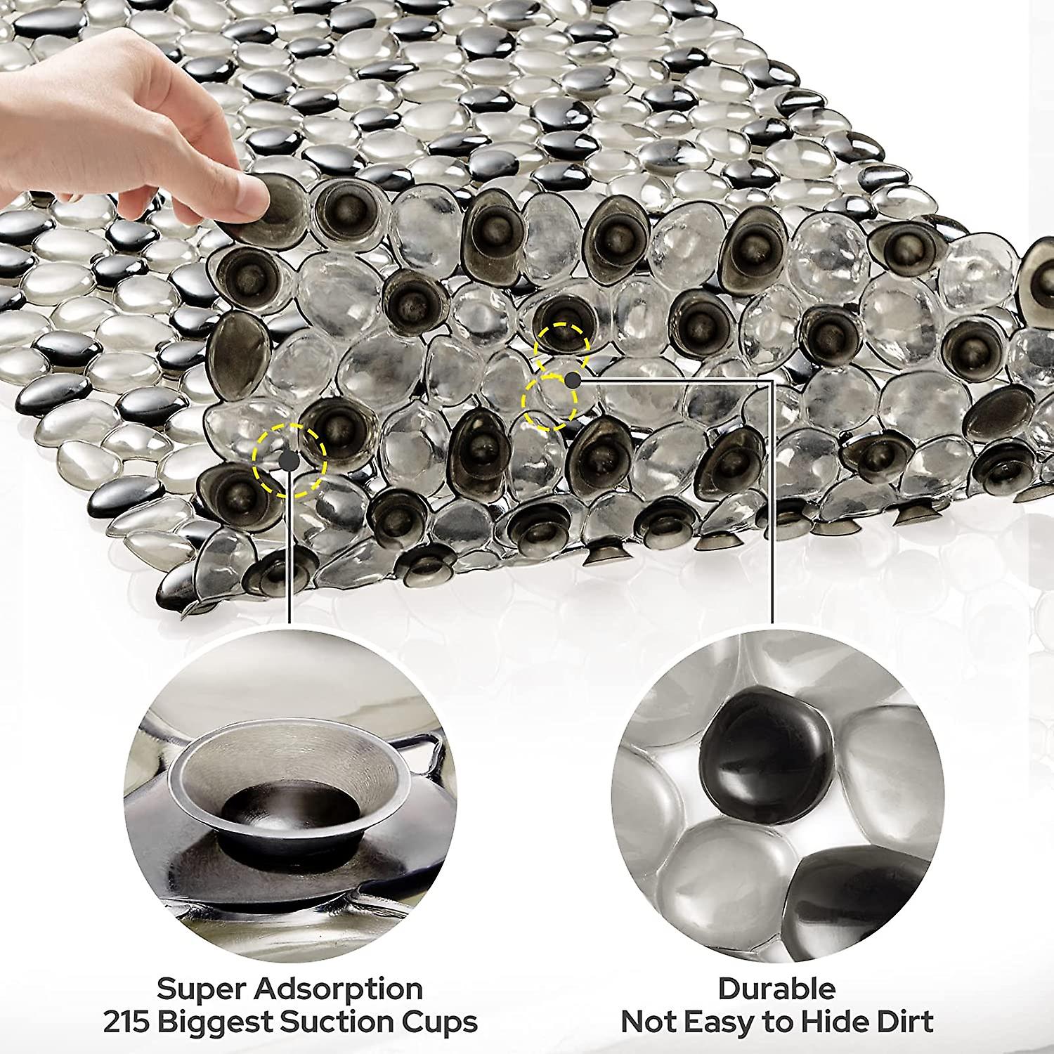 Pebble Shower Mat, Non Slip And Machine Washable Bath Tub Mat,35x16 ...