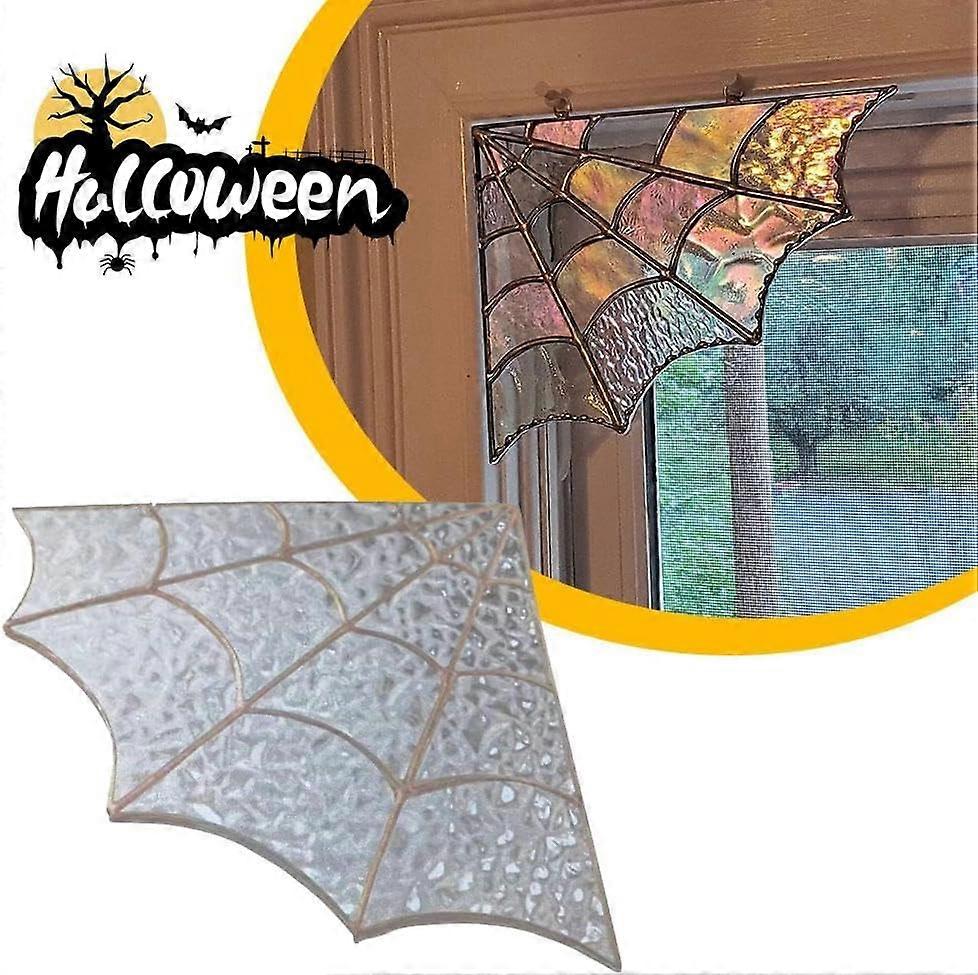 Spider Webs Stained Glass Window Wall Hanging, Spiderweb Door Topper ...