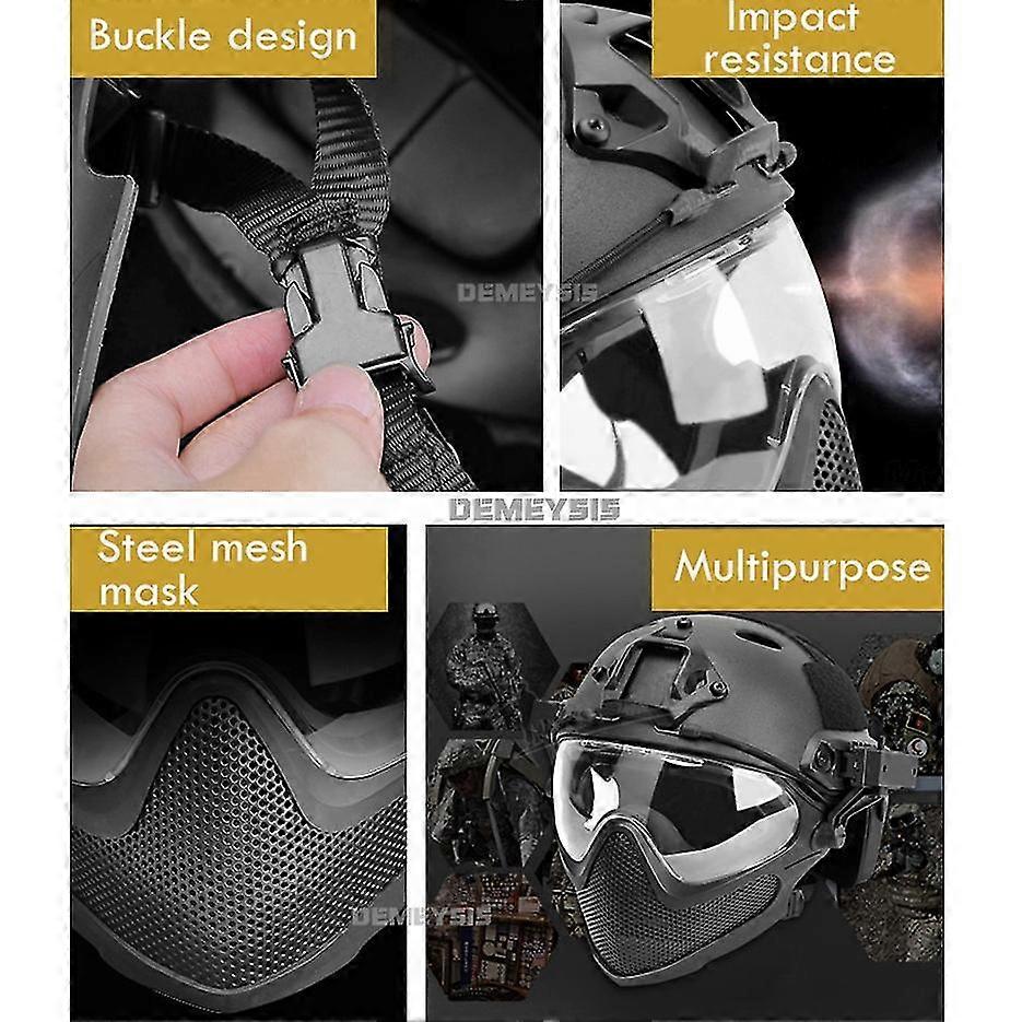 Jianghuo Tactical Helmet Mask Goggle Sets Outdoor Airsoft Paintball ...