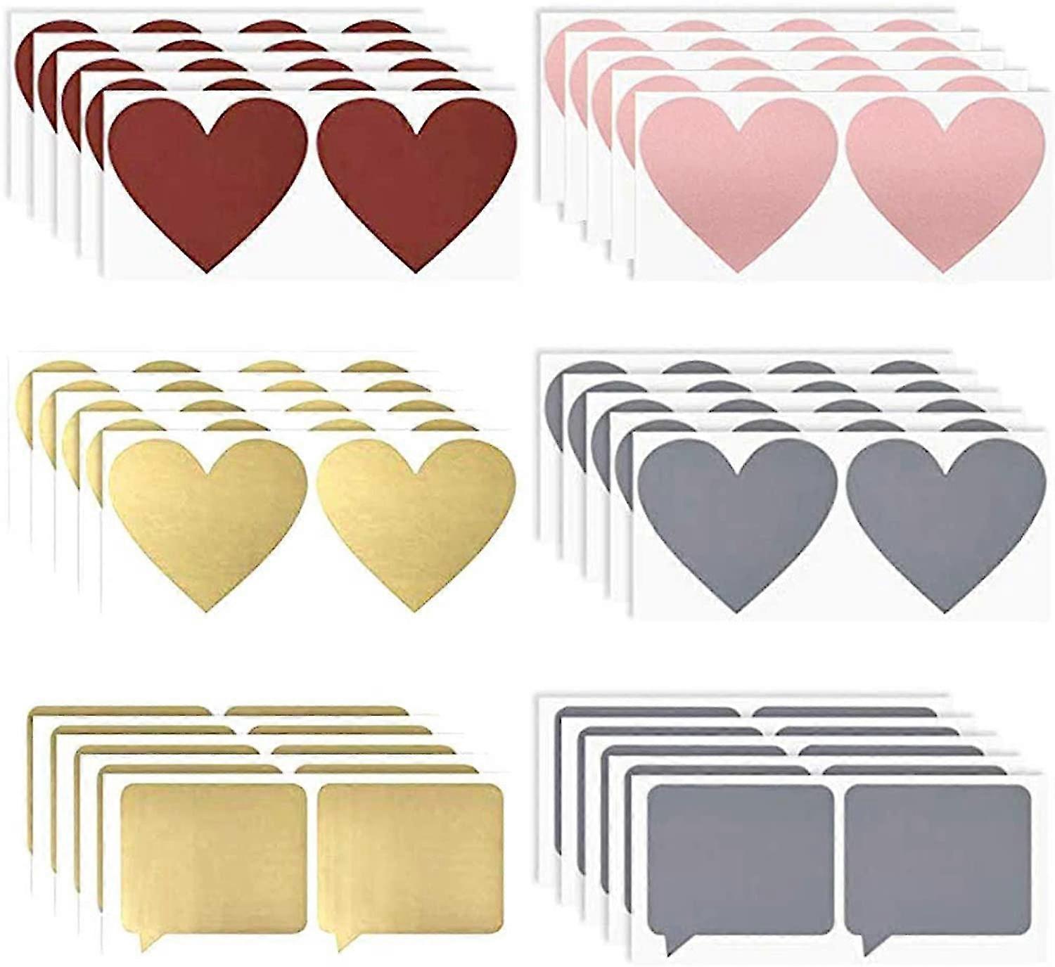 60 Heart Scratch Labels Scratch Off Heart Stickers Scratchcard Stickers ...