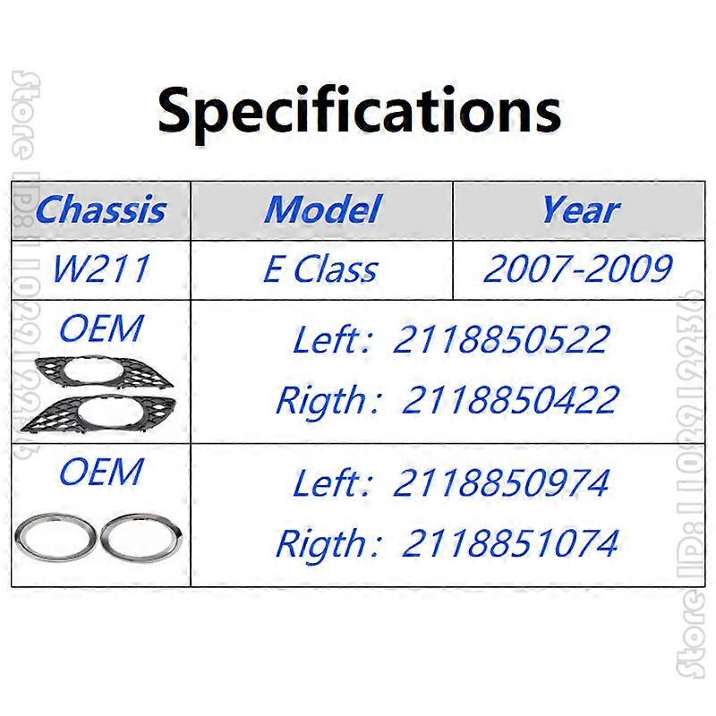 for 2007-2009 W211 Mercedes Benz E Class Front Bumper Fog Light Grill ...