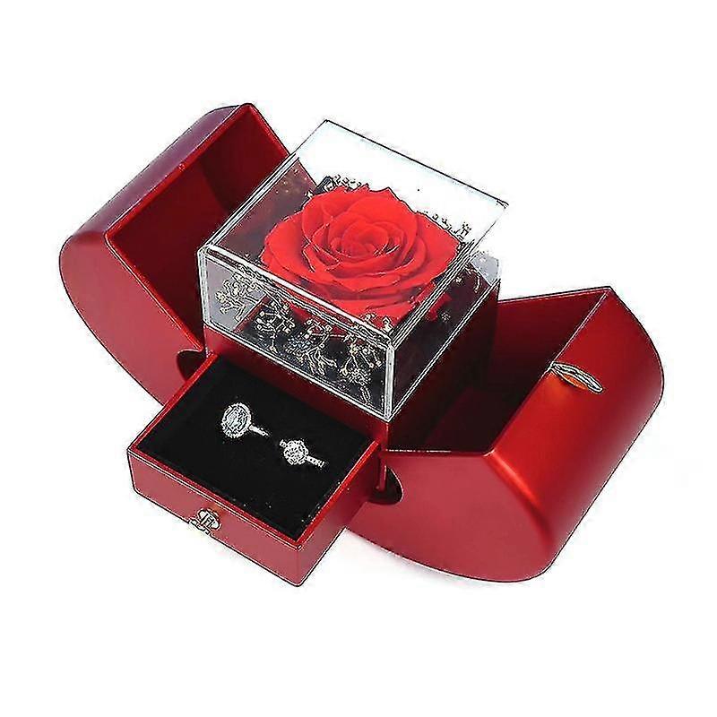 2023 Eternal Flower Apple Jewelry Box Christmas Gift Box Rose Flower ...