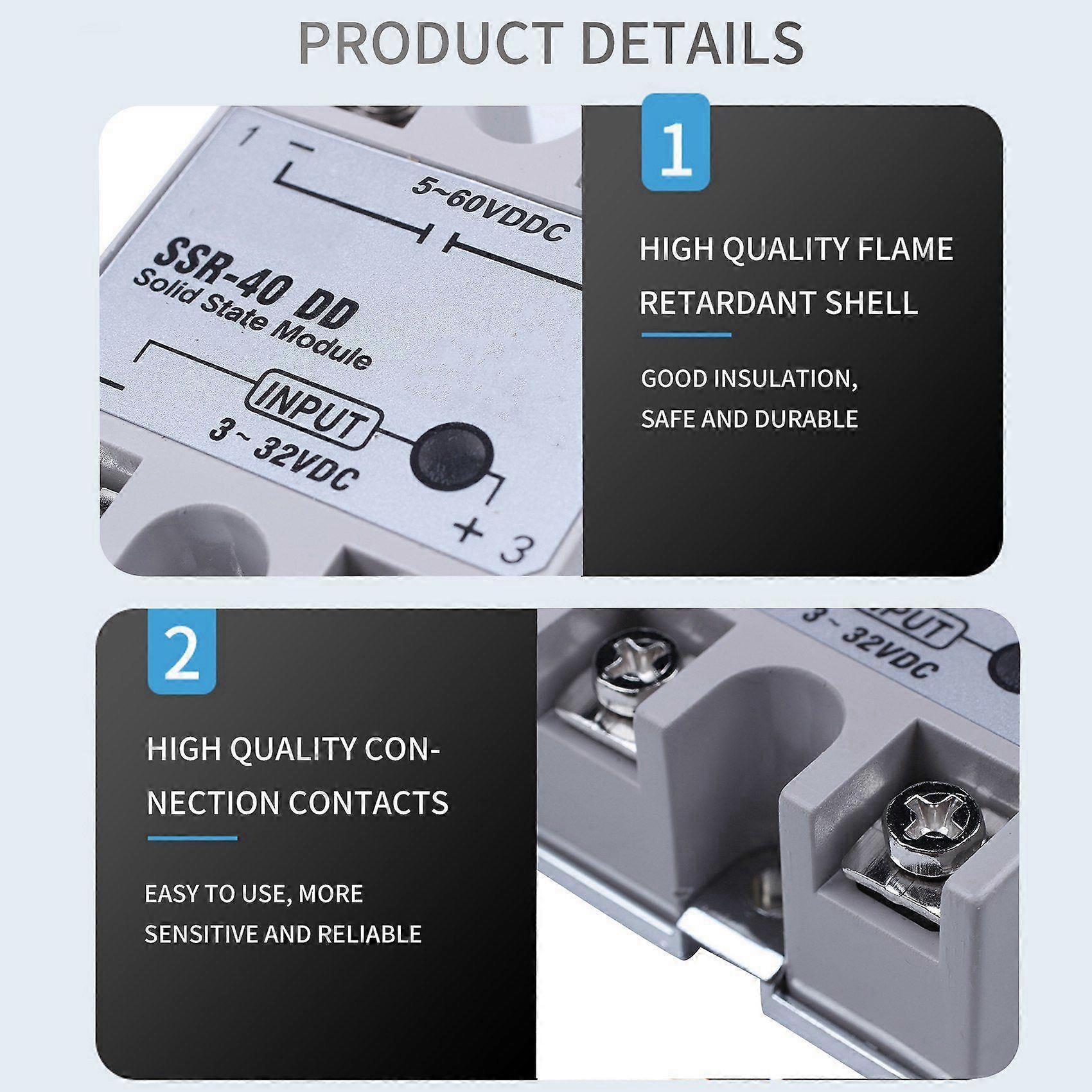 Single Phase Solid State Relay DC-DC SSR-40DD 40A DC3-32V DC5-60V | Fruugo UK