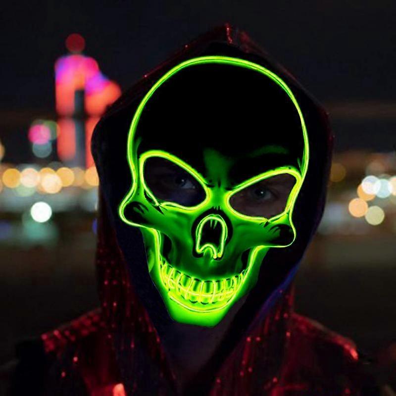 Halloween Skeleton LED Glow Mask Scary Luminous Skull Mask Game Party ...