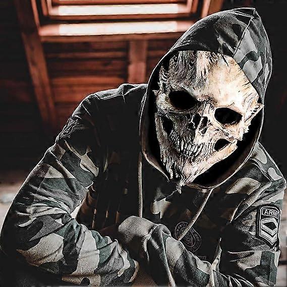 Skull Skeleton Mask Horror Demon Creepy Full Head Mask Latex Evil Mask ...