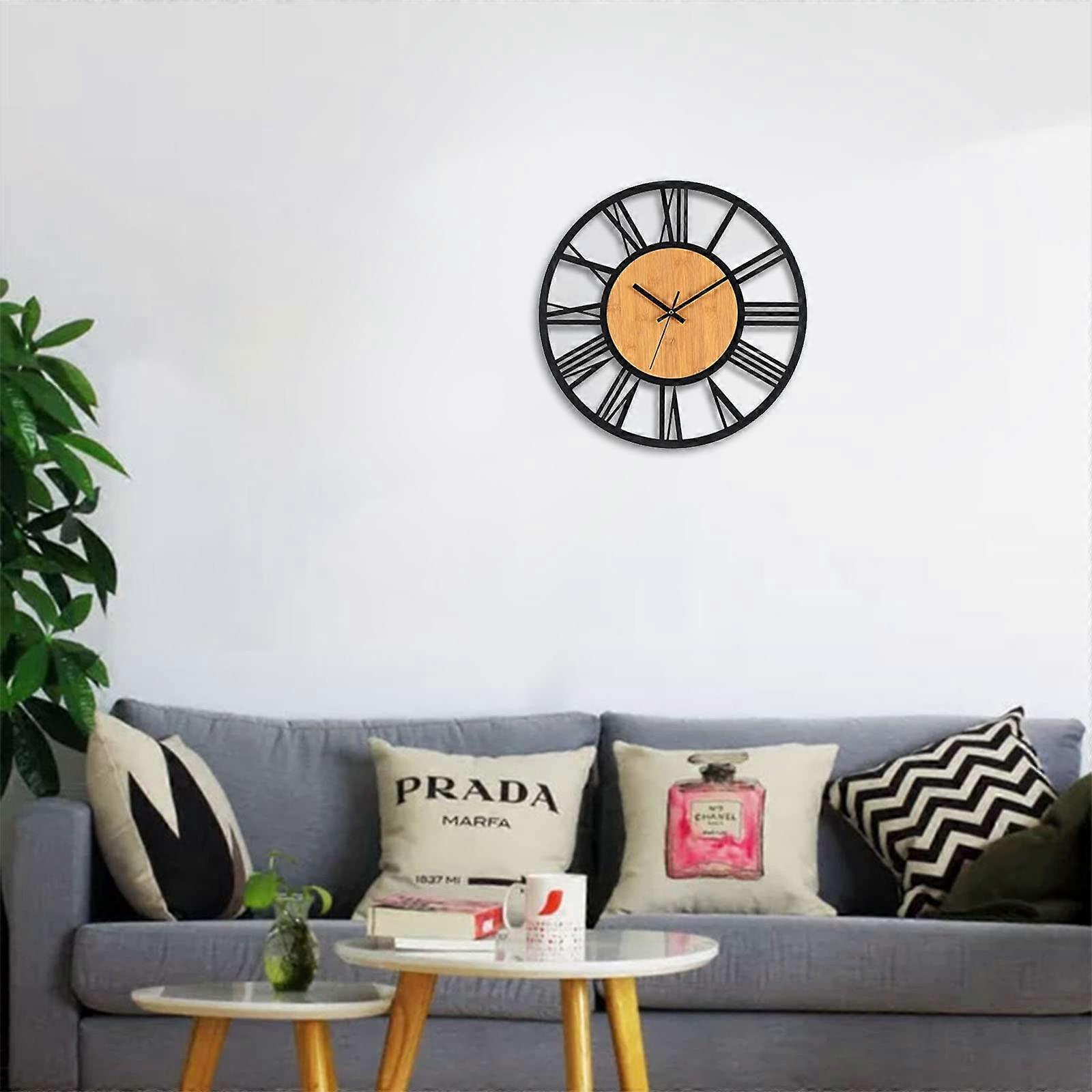 40cm Large Wall Clock Slient Retro clock for living Room | Fruugo UK