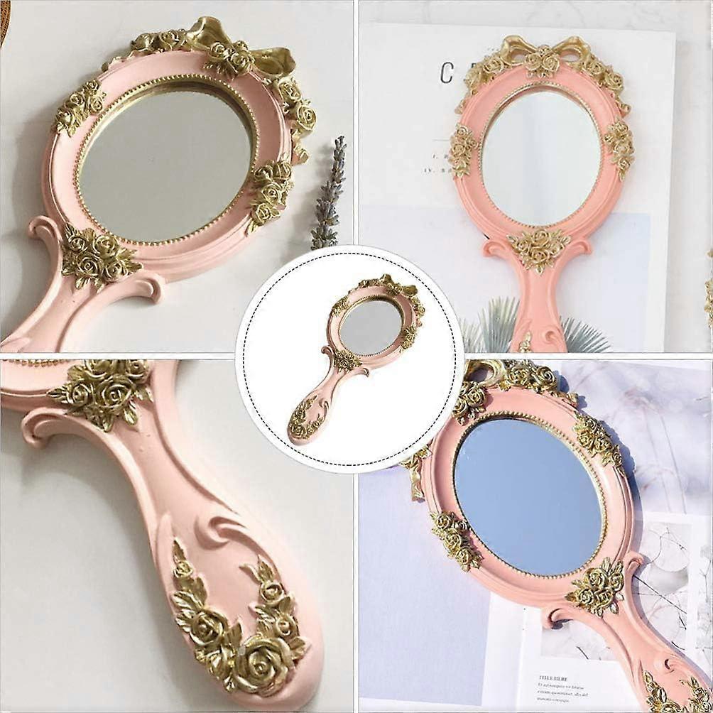 Pink Vintage Hand Mirror Vanity Mirror with Handle Antique Portable ...