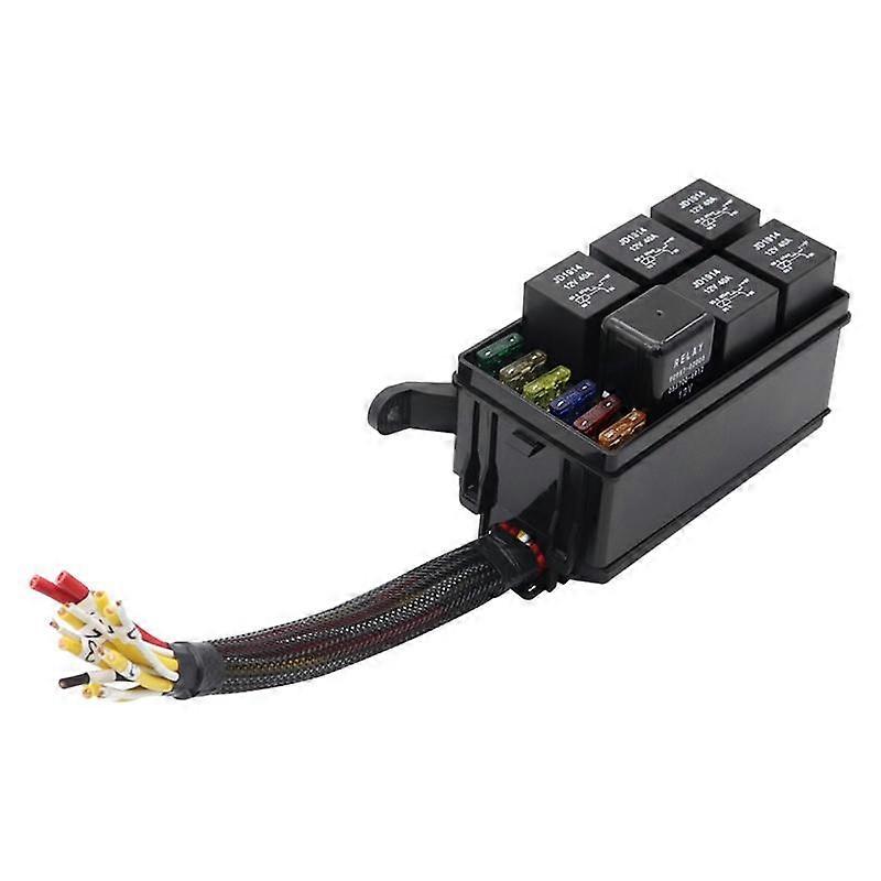 12V Relay Box 6 Slots Relay Block 6 Way Fuse Block with Relay Box and ...