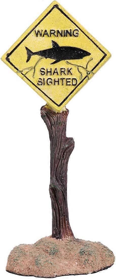Aquarium Funny Ornaments Shark Warning Signs Fish Tank Resin Decoration ...