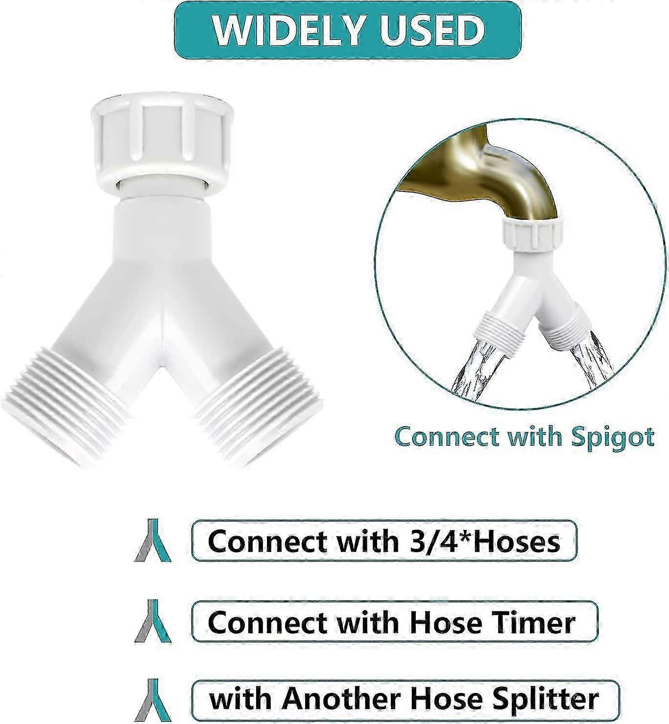 Washing Machine Y Piece, Plastic 3/4 Hose Connector, Appliance Inlet Bsp Hose Y-piece Splitter ...