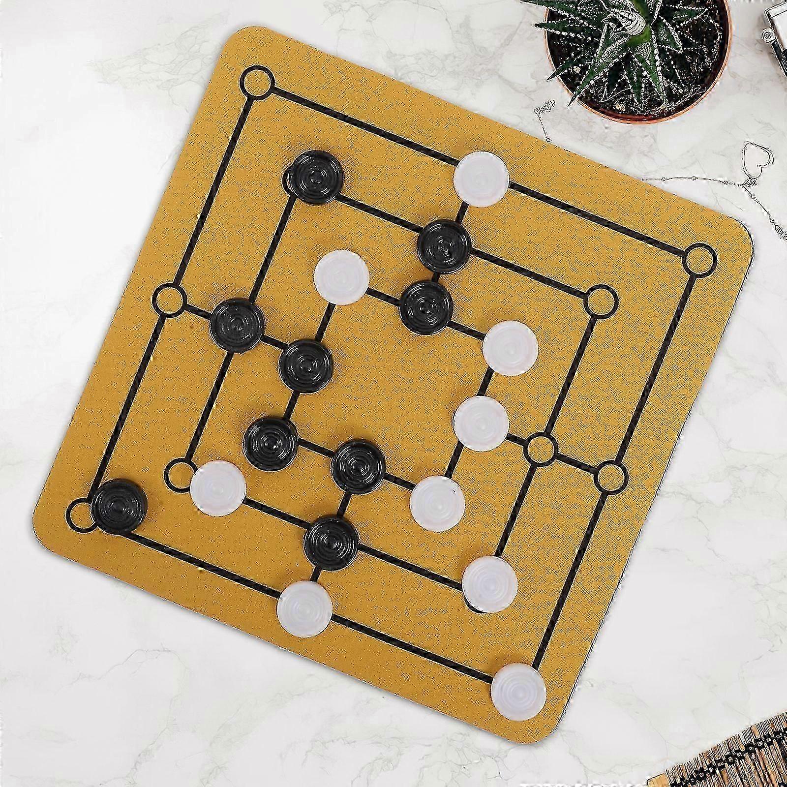 1 Set Portable Home Chess Board Game Nine Mens Morris Board Game Family ...