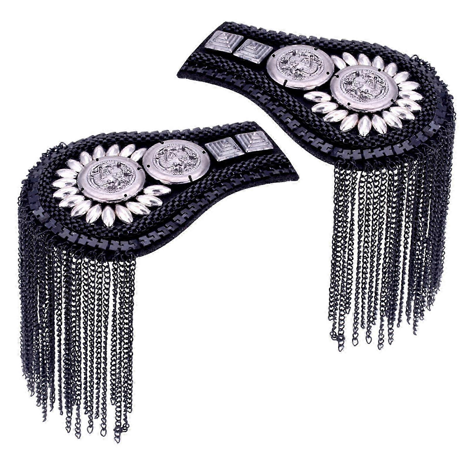 Military Style Epaulettes with Gold Silver Tassel Chain for Suit Jacket ...