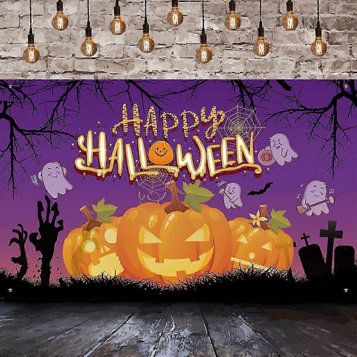 Halloween Backdrop Banner,Large Fabric Halloween Castle Backdrop Banner ...
