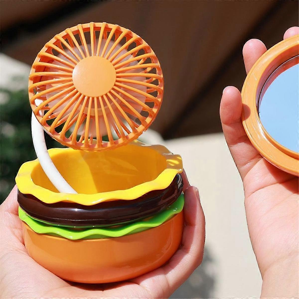 Mini Rechargeable Fan 500mAh Burger Shape Multifunction Desk Fan 3 ...