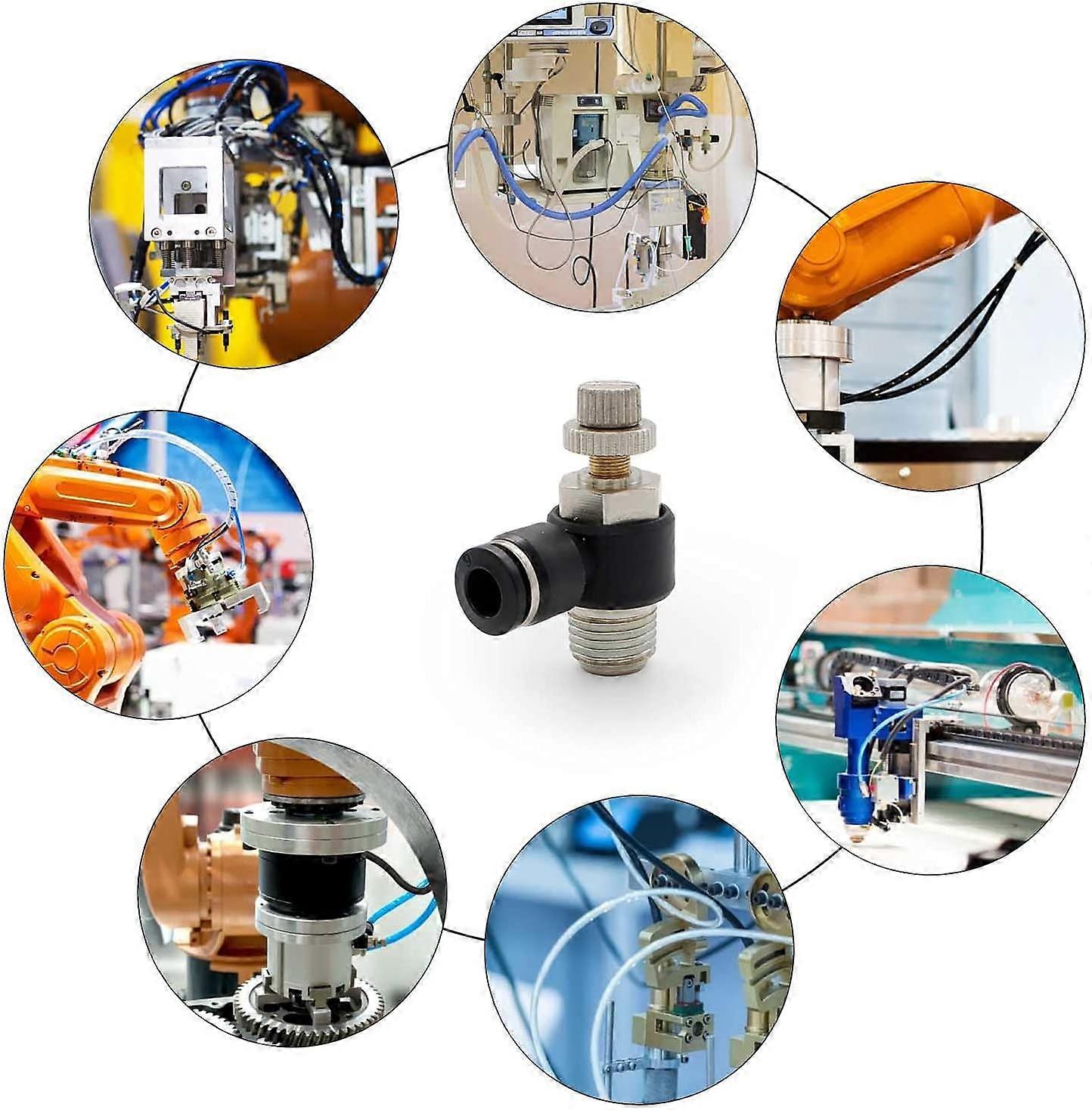 2 Pieces 6 Mm Pneumatic Fittings, 1/4" Air Flow Regulator, With Push-In ...