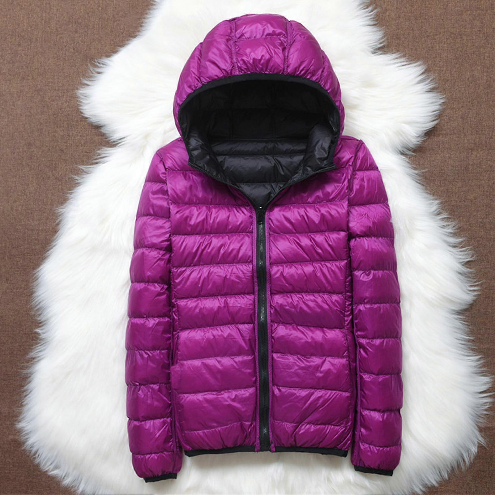 Women's Down Jacket Thin Short Double-Sided White Duck Down Large Size ...
