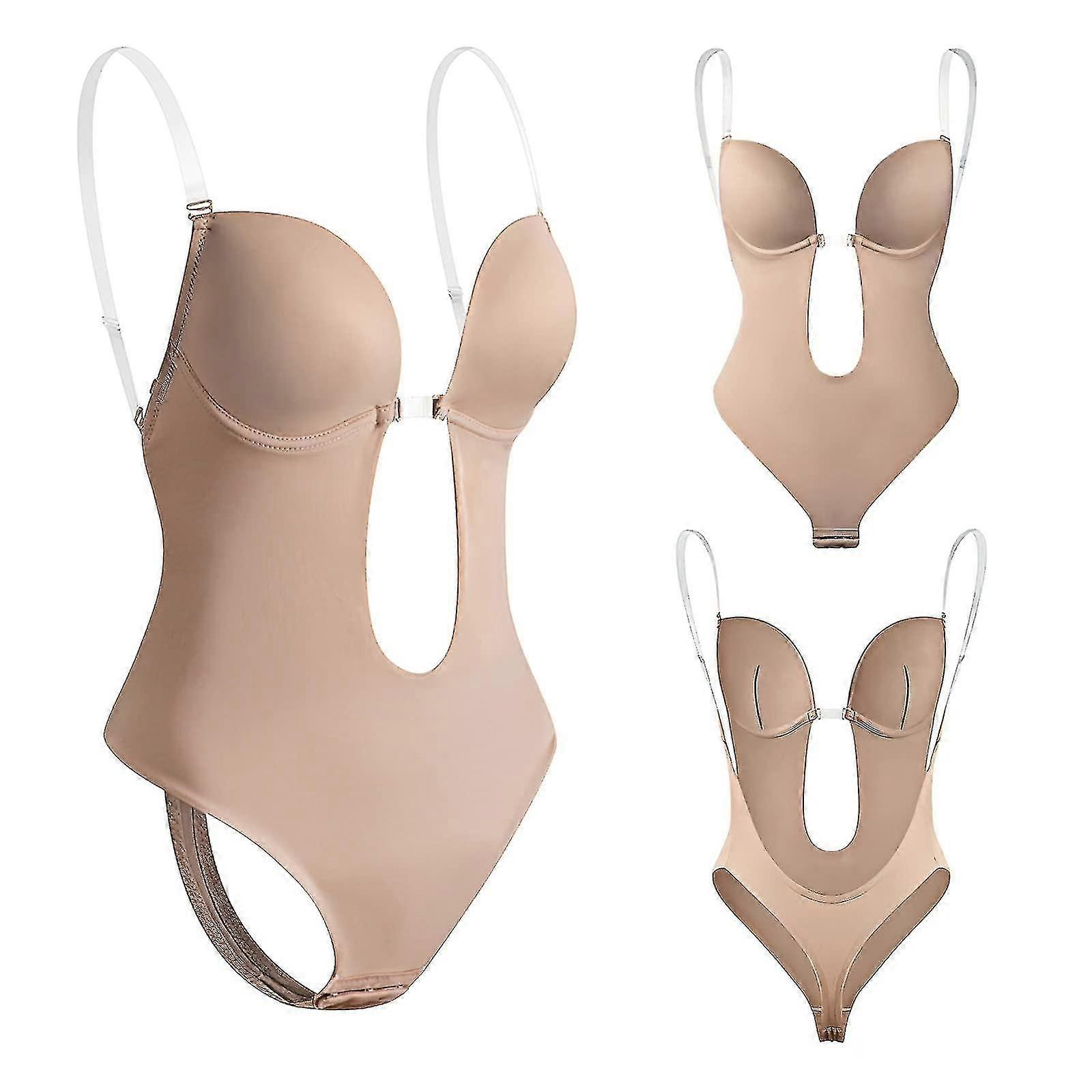 Rygglös Shapewear för kvinnor U Deep V Bodysuit Backless Thong ...
