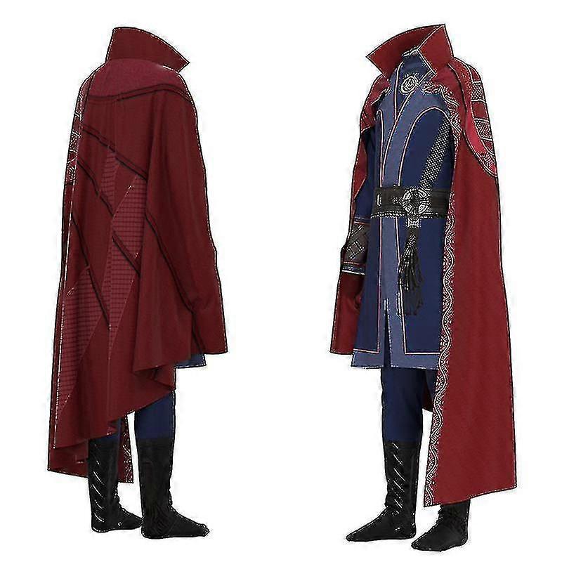 Doctor Strange Cosplay Costume With Necklace Ring Steve Red Cloak Robe ...