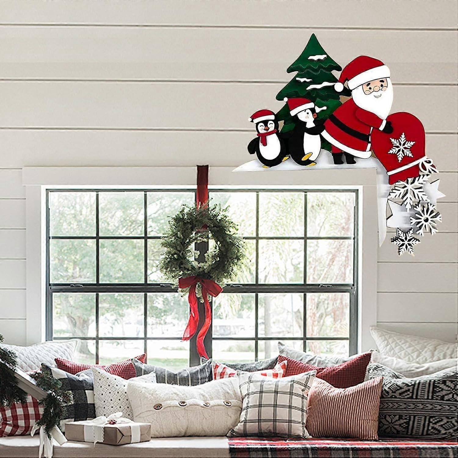 2024 Christmas Door Topper Santa Claus Door Frame Corner Sign ...