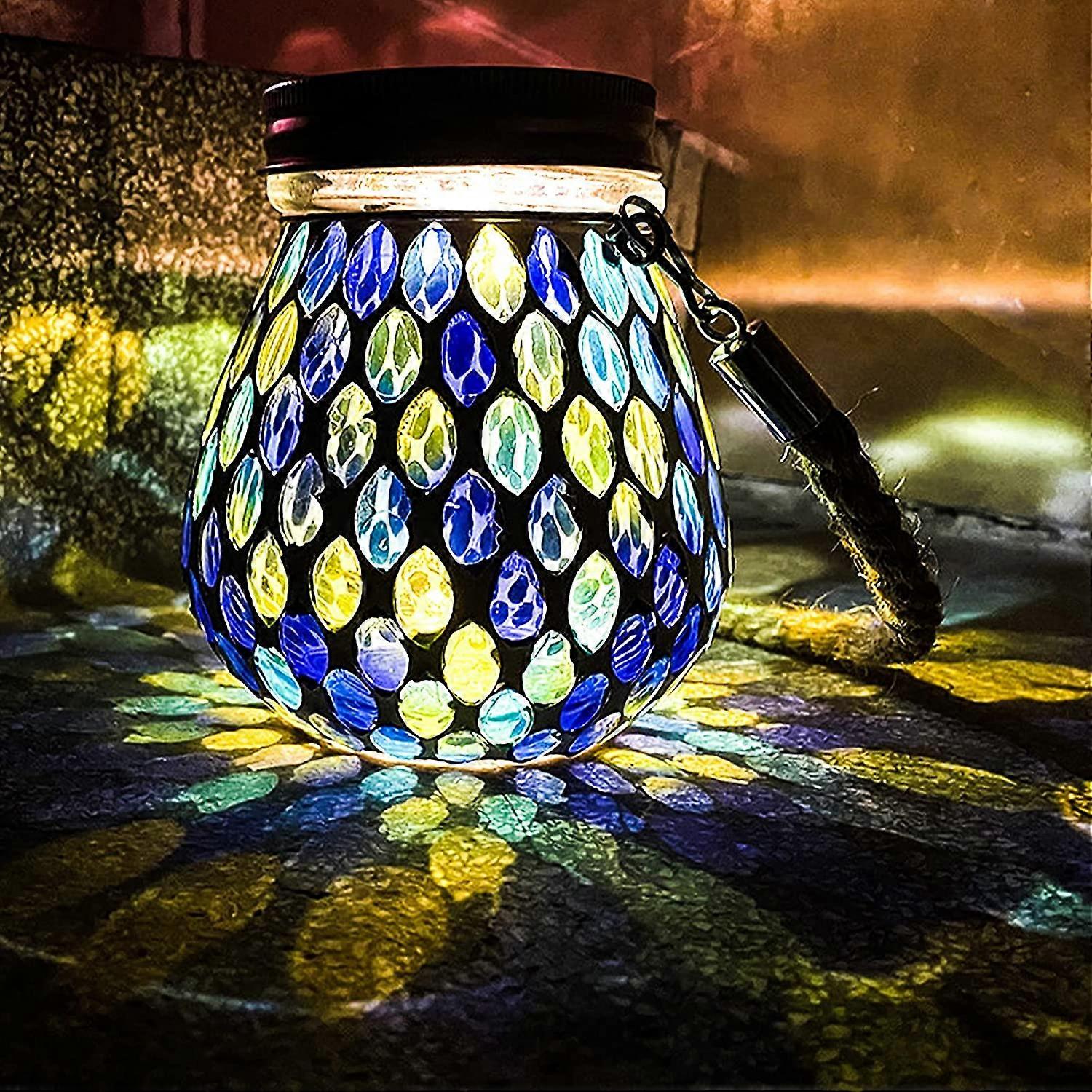 Mosaic Solar Hanging Lights, Solar Hanging Lanterns Outdoor, Indoor ...