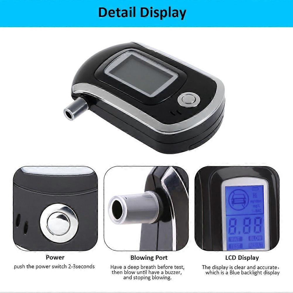 AT6000 Alcohol Tester with 10 Mouthpieces Professional Digital Breath ...