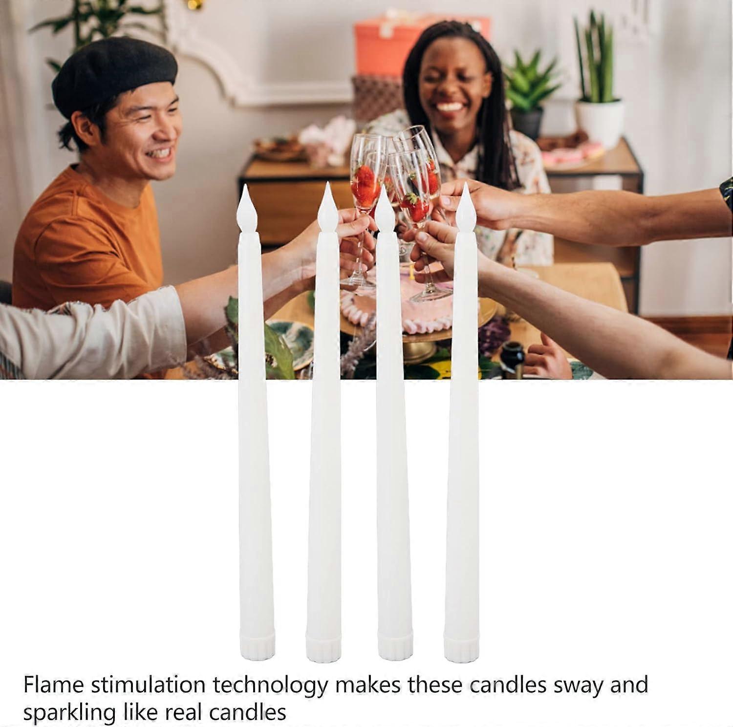 LED-ljus Paket med 4 Flameless Taper Candles Varmt Ljus Elektroniskt ...