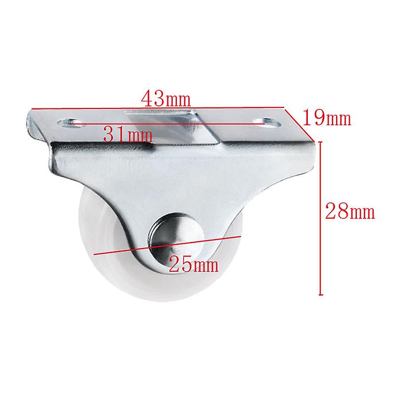 White Rail Fixed Casters Small 1-way Wheel Furniture Plastic ...
