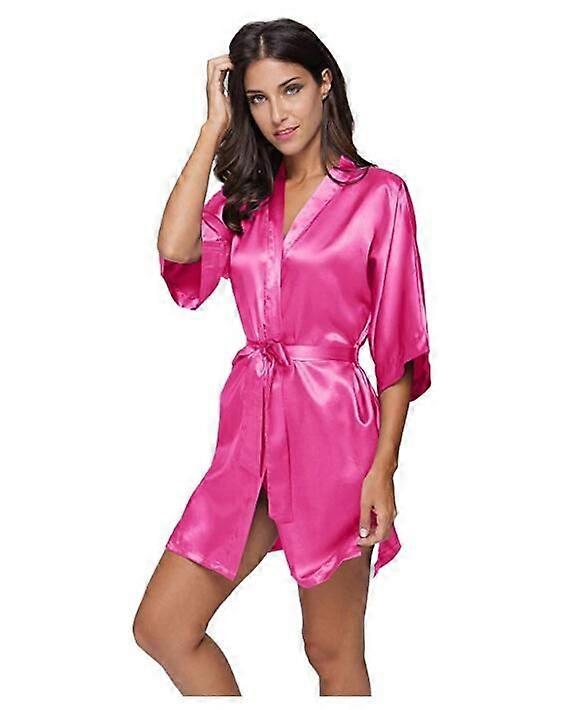 Silk Satin Wedding Bride Bridesmaid Robe Floral Bathrobe Short Kimono ...
