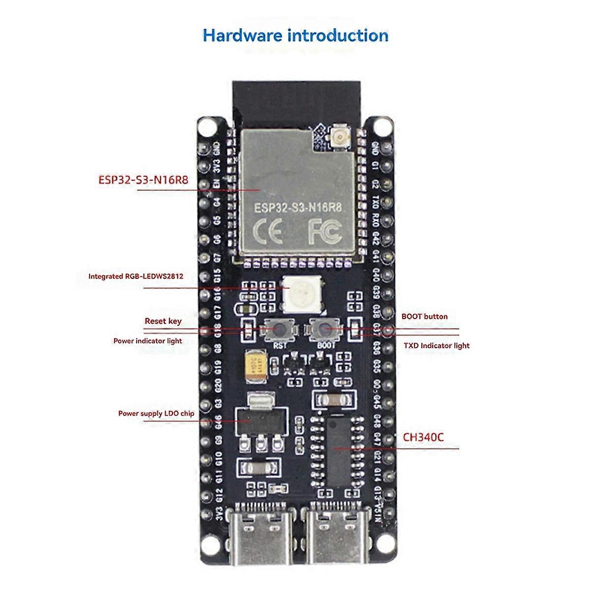 AI Chatbot Development Board Kit ESP32-S3 N16R8 Artificial Intelligence AI Voice Motherboard ...