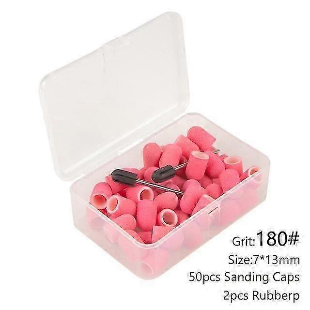 50pcs Nail Art Sanding Caps with Storage Box 2pcs Rubbers Nail Sand ...