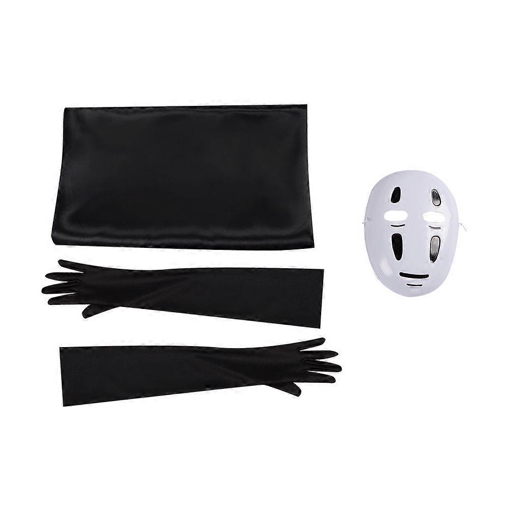 Black Cloak With White Mask Anime No-Face Spirit Cosplay Costume ...