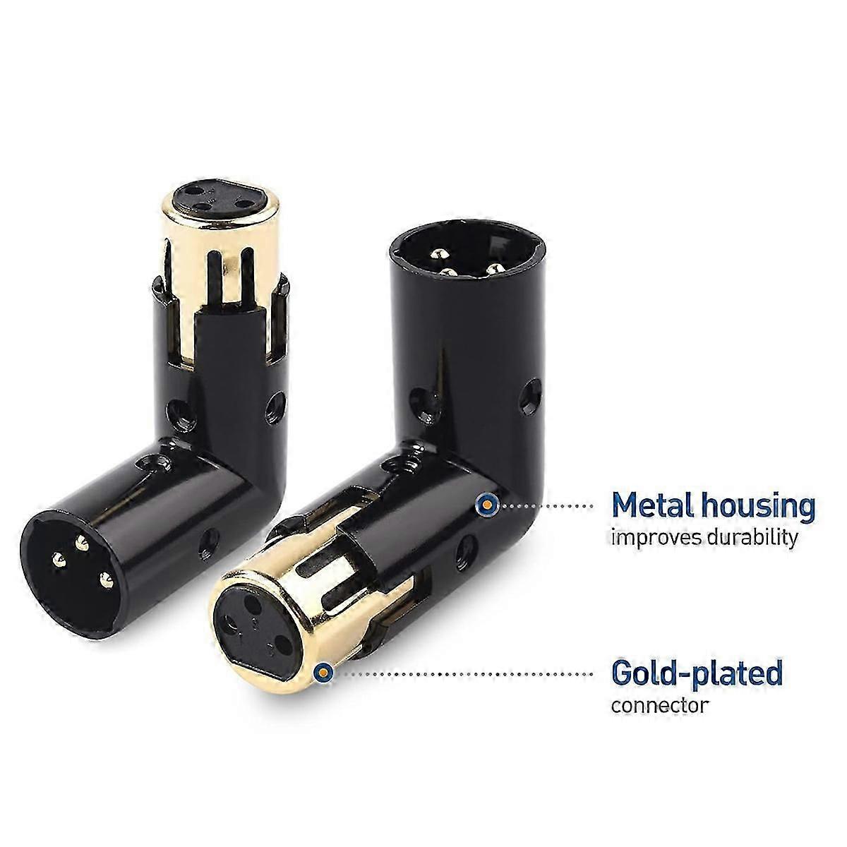 4PCS Audio Adapter Plug Adjustable Male to Female Right Angle XLR ...