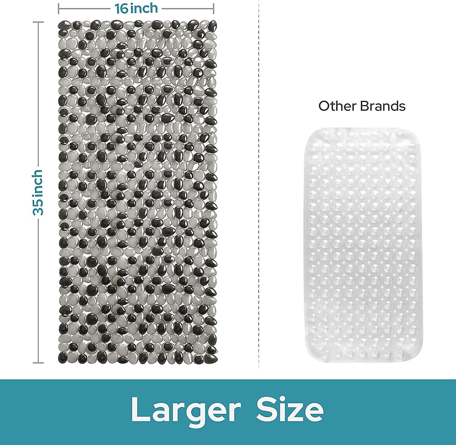 Pebble Shower Mat, Non Slip And Machine Washable Bath Tub Mat,35x16 ...
