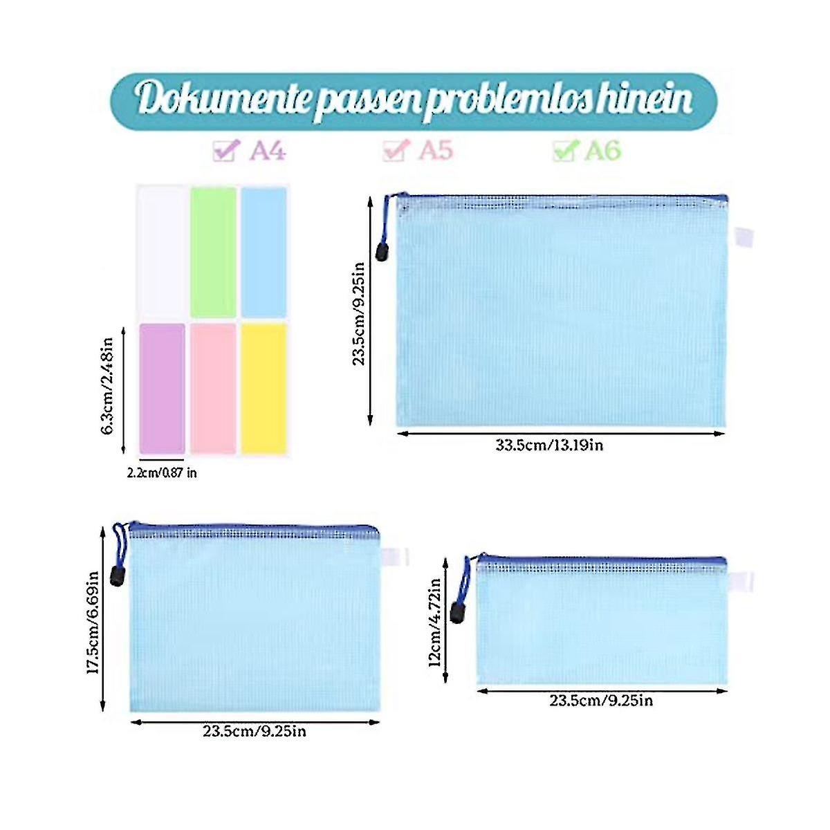 20 Pack Document Bags A4+a5+a6, File Folder Plastic Zip Pocket Zipper ...