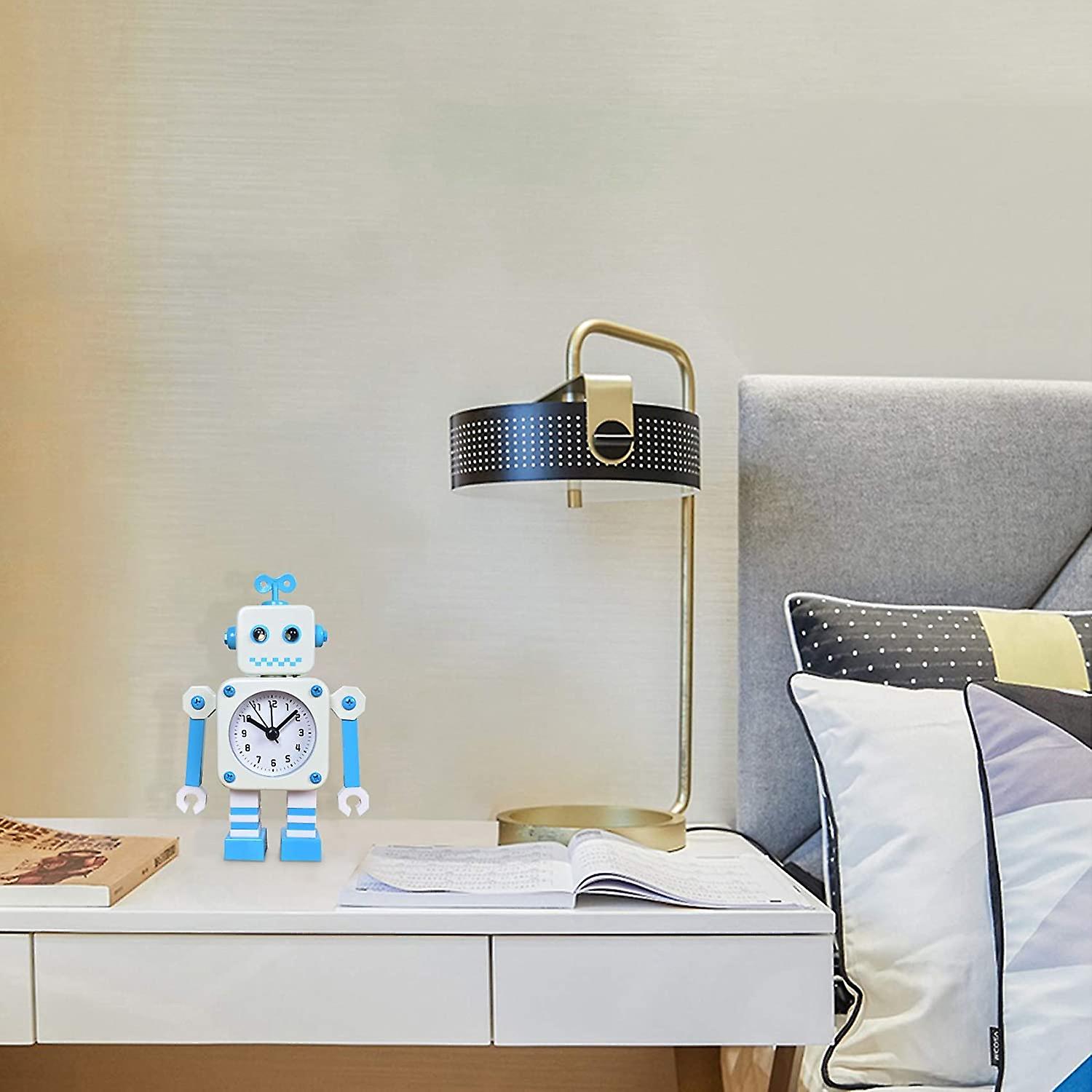 Robot Alarm Clock, Stainless Metal Silent Alarm Clock With Flashing ...