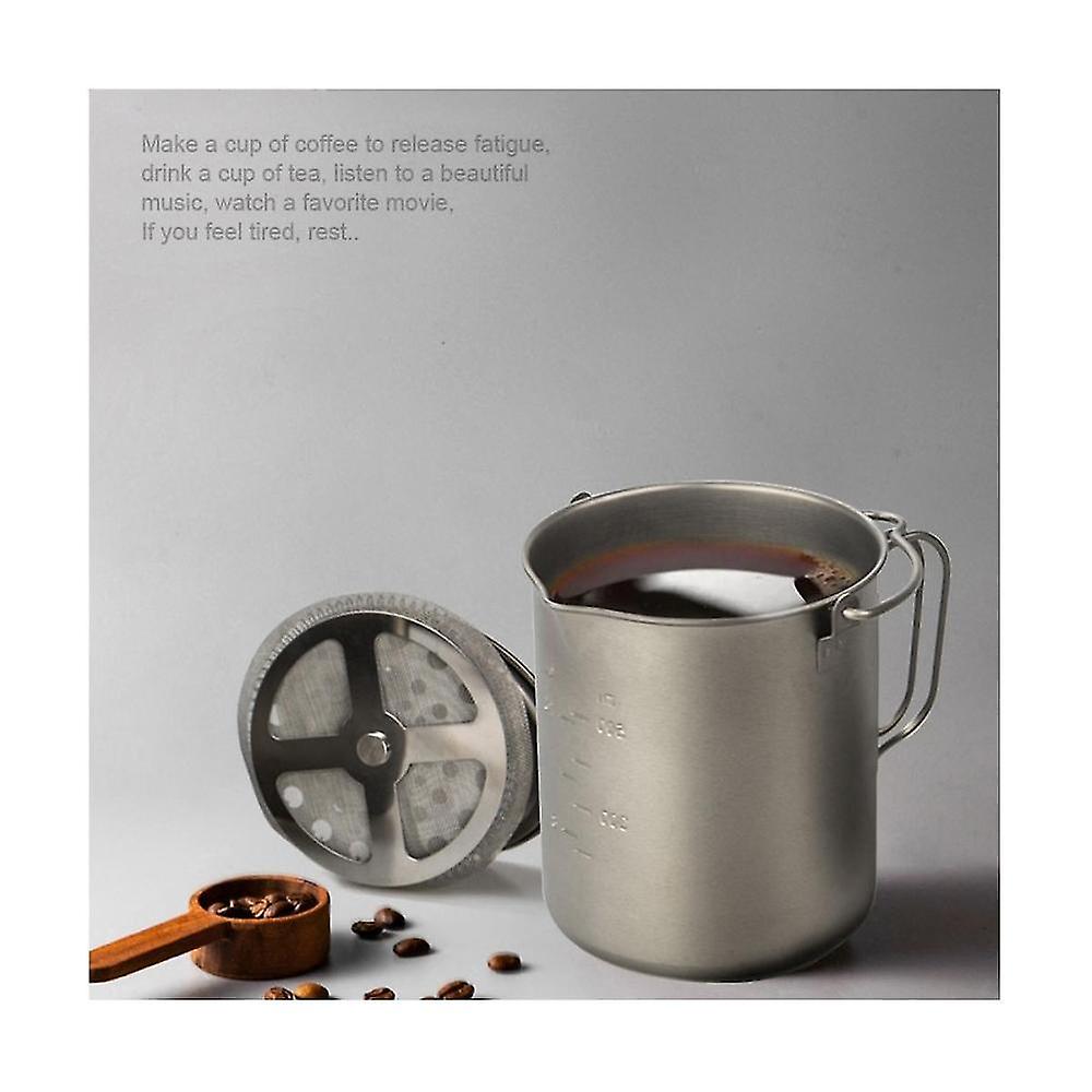 750ml Pure Titanium Coffee Cup Portable Mug French Press Coffee Pot With Stainless Steel ...