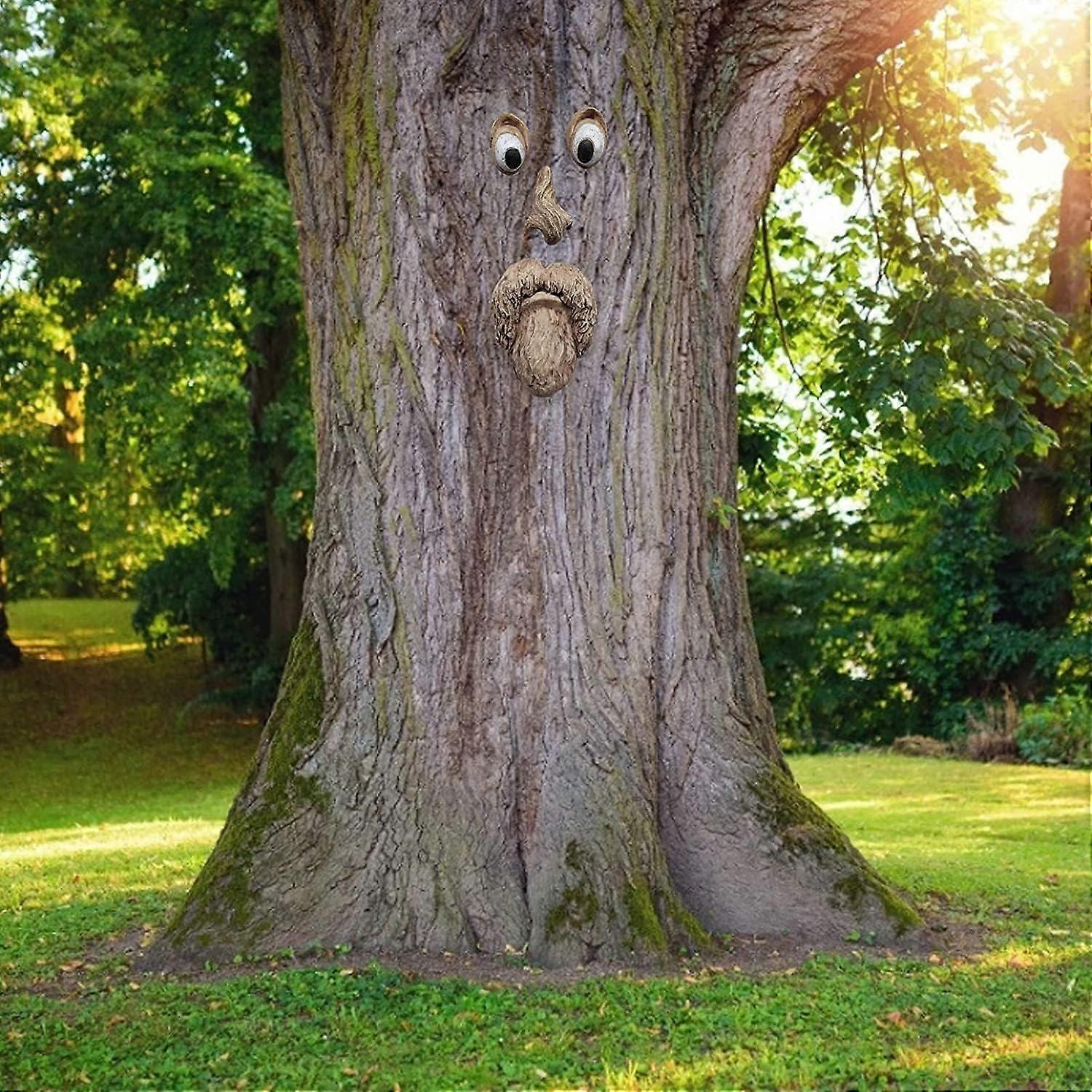 3D Old Man Tree Face Yard Art Decor, Funny Old Man Face Sculpture ...