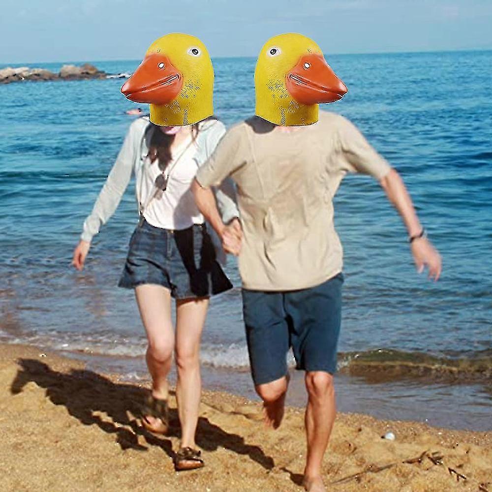 Duck Mask Halloween Animal Deluxe Mask Latex Theme Yellow With Mask ...