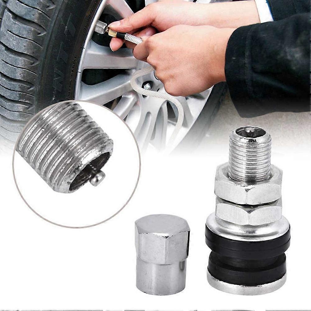100Pcs Tire Valve Stem Kit Metal TR161 Wheel Tire Valve Stems Dust Cap ...